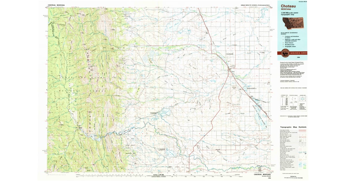 1984 Map of Choteau, MT — High-Res | Pastmaps