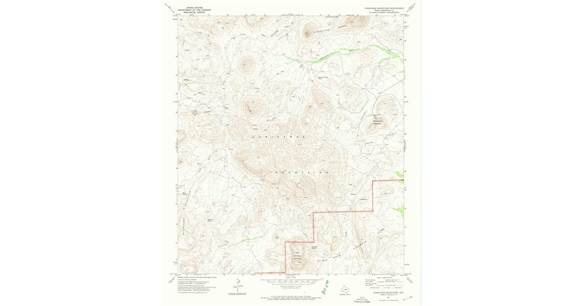 1971 Map of Christmas Mountians, Brewster County, TX — High-Res | Pastmaps