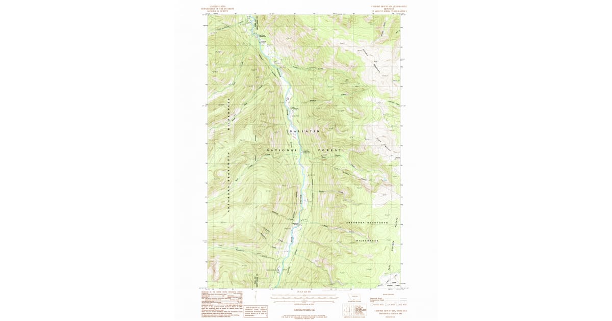 1987 Map of Chrome Mountain, Sweet Grass County, MT — High-Res | Pastmaps