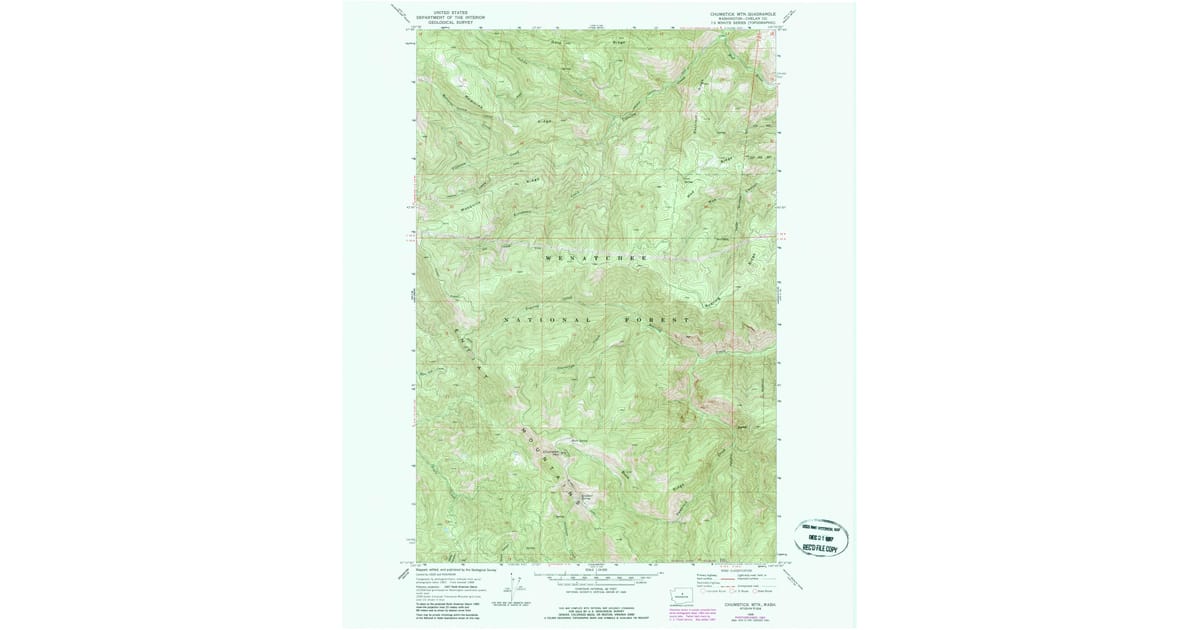 1968 Map of Chumstick Mtn, Chelan County, WA — High-Res, 1987 Print ...