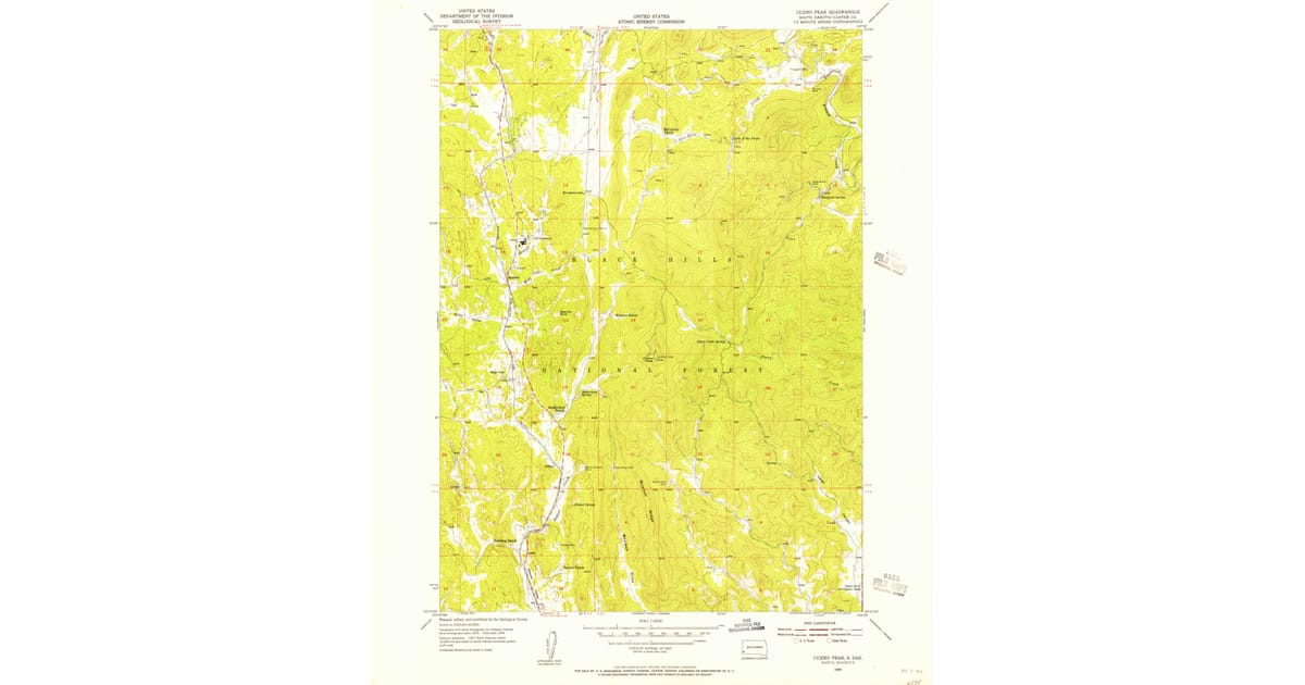 1955 Map of Cicero Peak, Custer County, SD — High-Res | Pastmaps