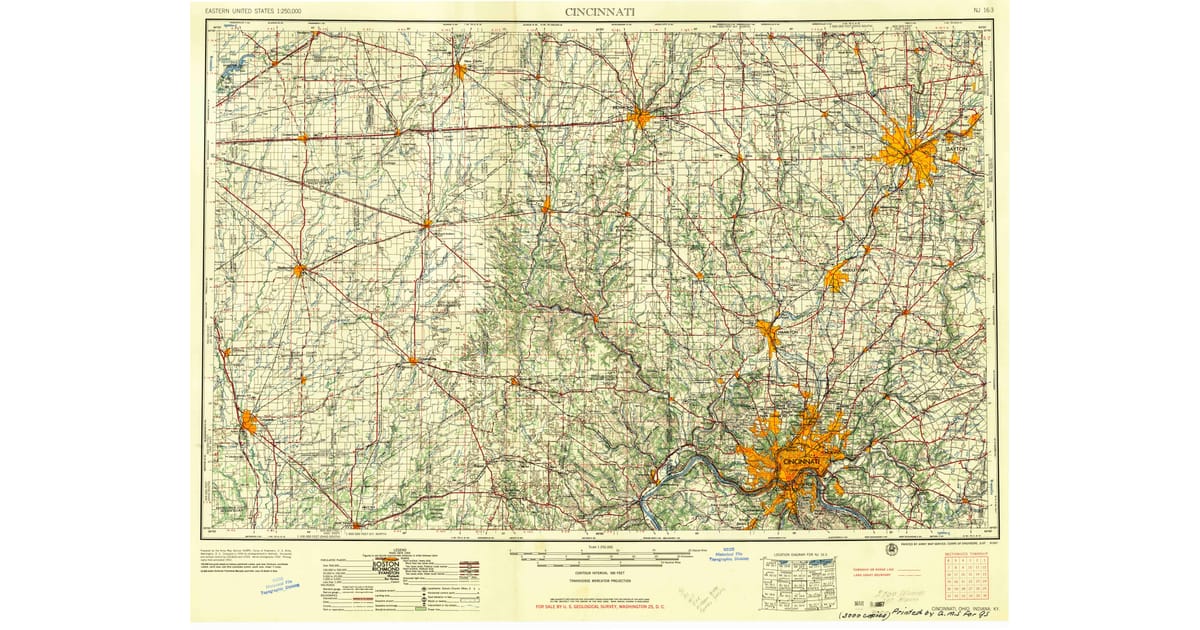 1957 Map of Cincinnati, OH — High-Res | Pastmaps