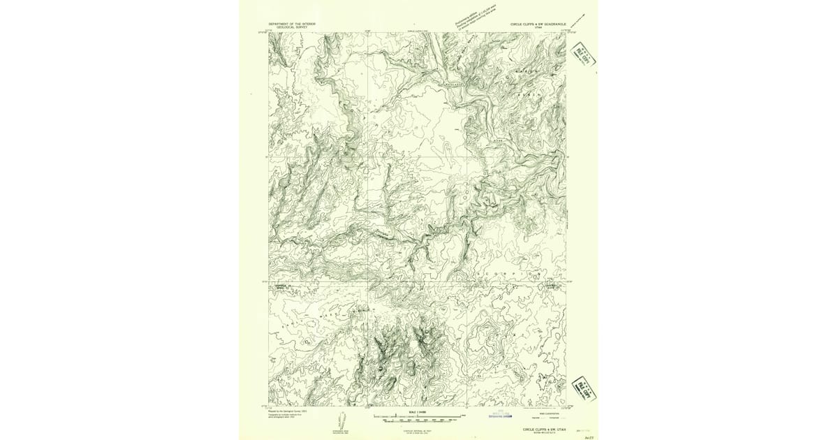 1953 Map of Circle Cliffs 4 SW, Garfield County, UT — High-Res | Pastmaps