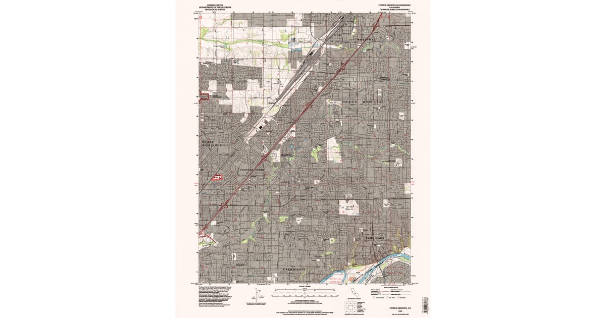 1992 Map of Citrus Heights, CA — High-Res | Pastmaps