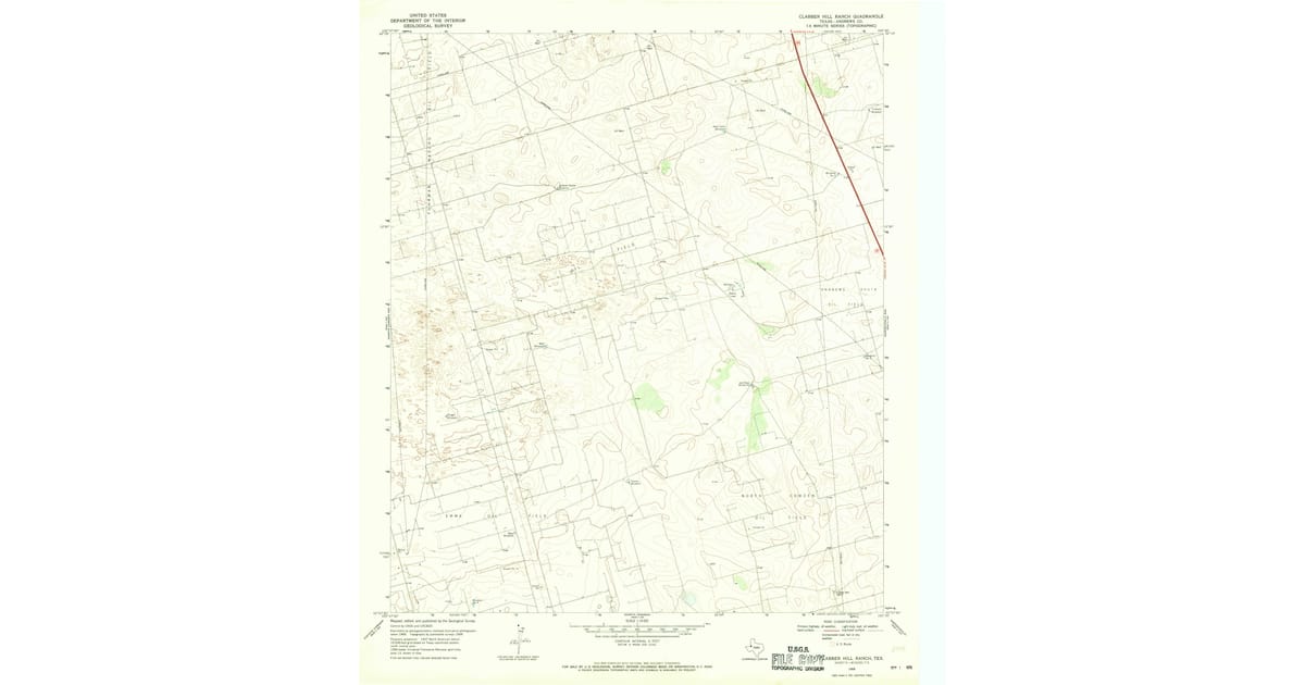 1968 Map of Clabber Hill Ranch, Andrews County, TX — High-Res | Pastmaps