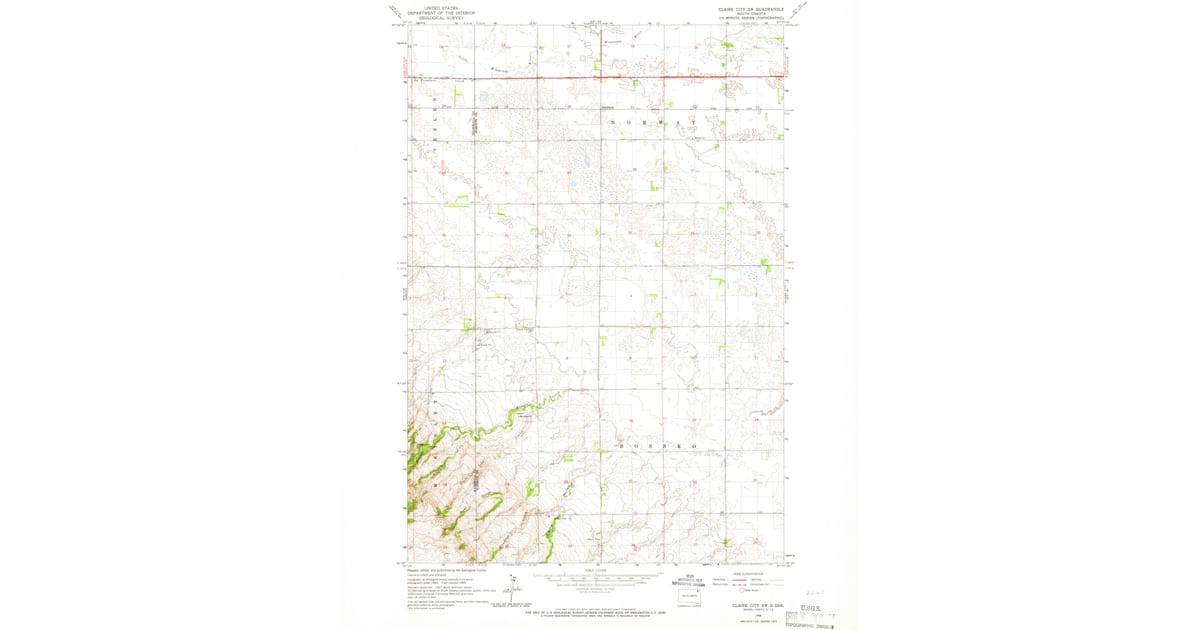 1964 Map of Claire City SW, Roberts County, SD — High-Res | Pastmaps