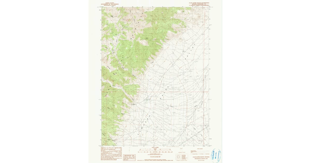 1990 Map of Clan Alpine Ranch, Churchill County, NV — High-Res | Pastmaps