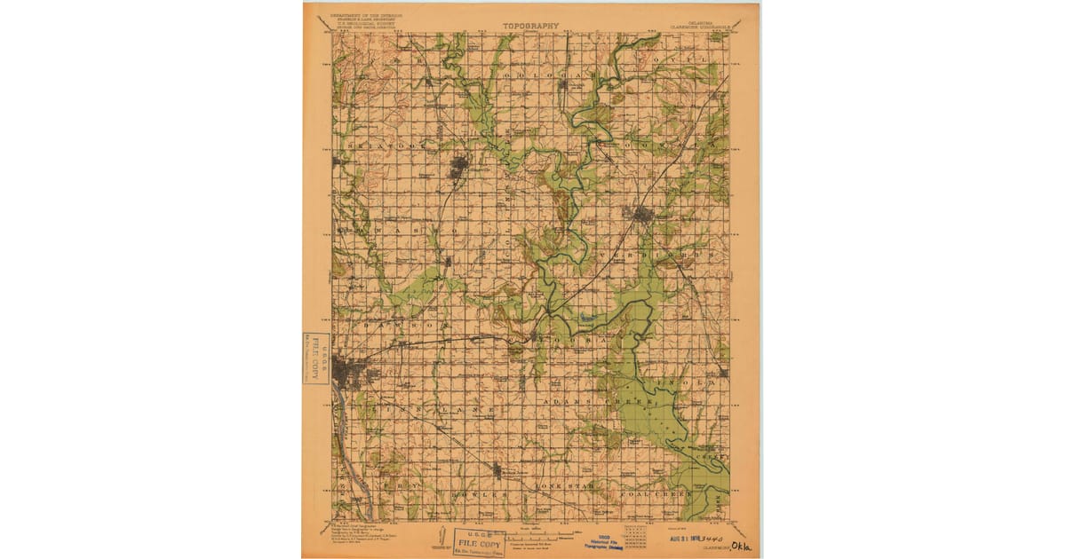1916 Map of Claremore, OK — High-Res | Pastmaps