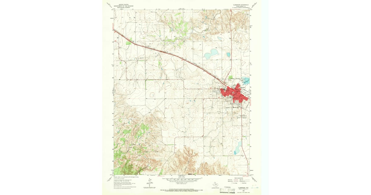 1963 Map of Clarendon, TX — High-Res | Pastmaps