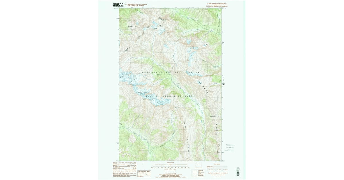 1988 Map of Clark Mountain, Chelan County, WA — High-Res | Pastmaps