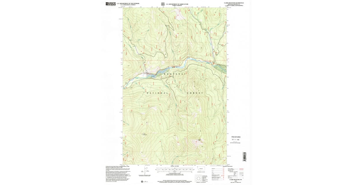 1997 Map of Clark Mountain, Lincoln County, MT — High-Res | Pastmaps
