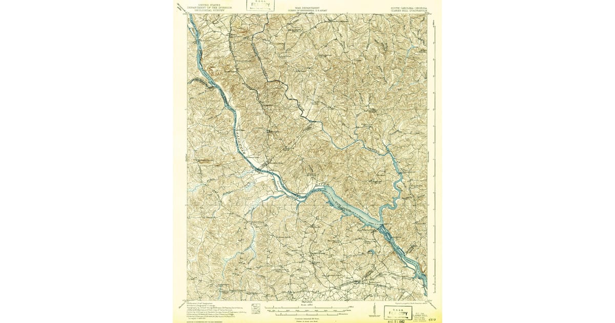 1942 Map of Clarks Hill, SC — High-Res | Pastmaps