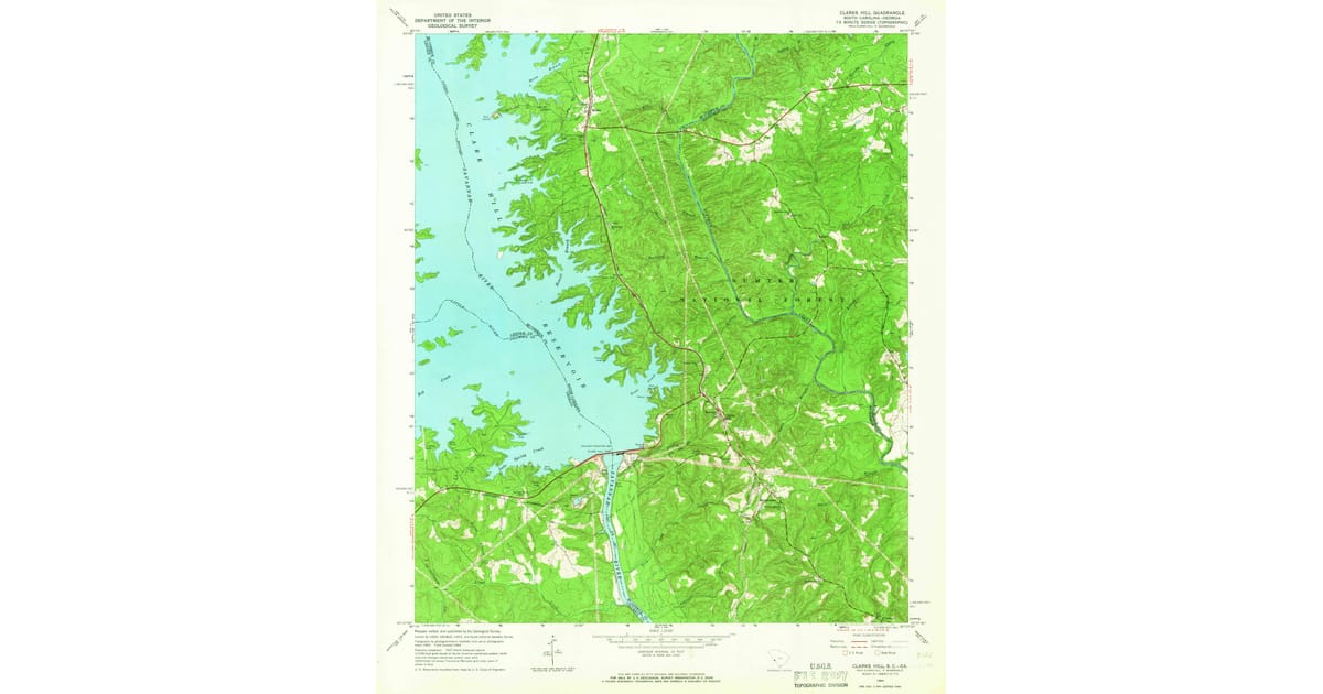 1964 Map of Clarks Hill, SC — High-Res | Pastmaps