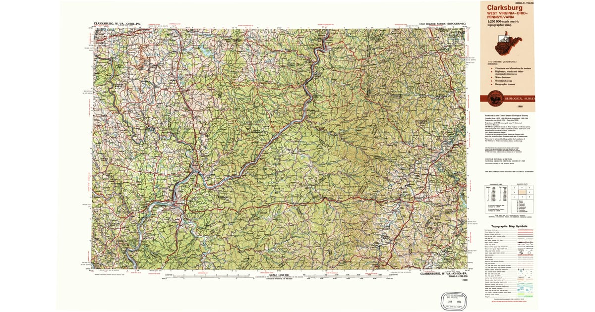 1988 Map of Clarksburg, WV — High-Res | Pastmaps