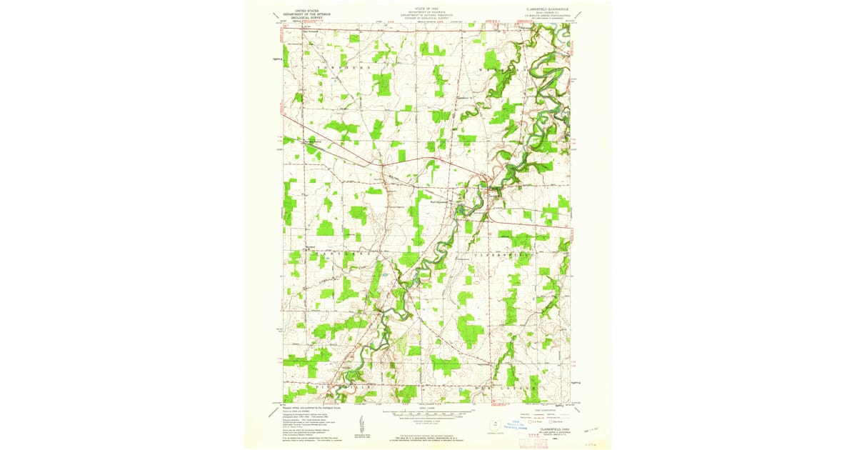1960 Map of Clarksfield, Huron County, OH — High-Res | Pastmaps