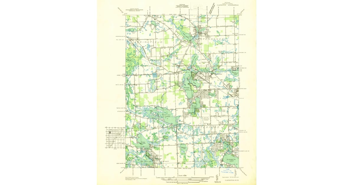 1936 Map of Clarkston, Oakland County, MI — High-Res | Pastmaps
