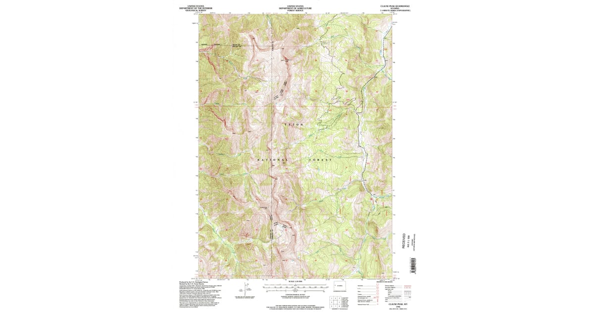 1996 Map of Clause Peak, Sublette County, WY — High-Res | Pastmaps