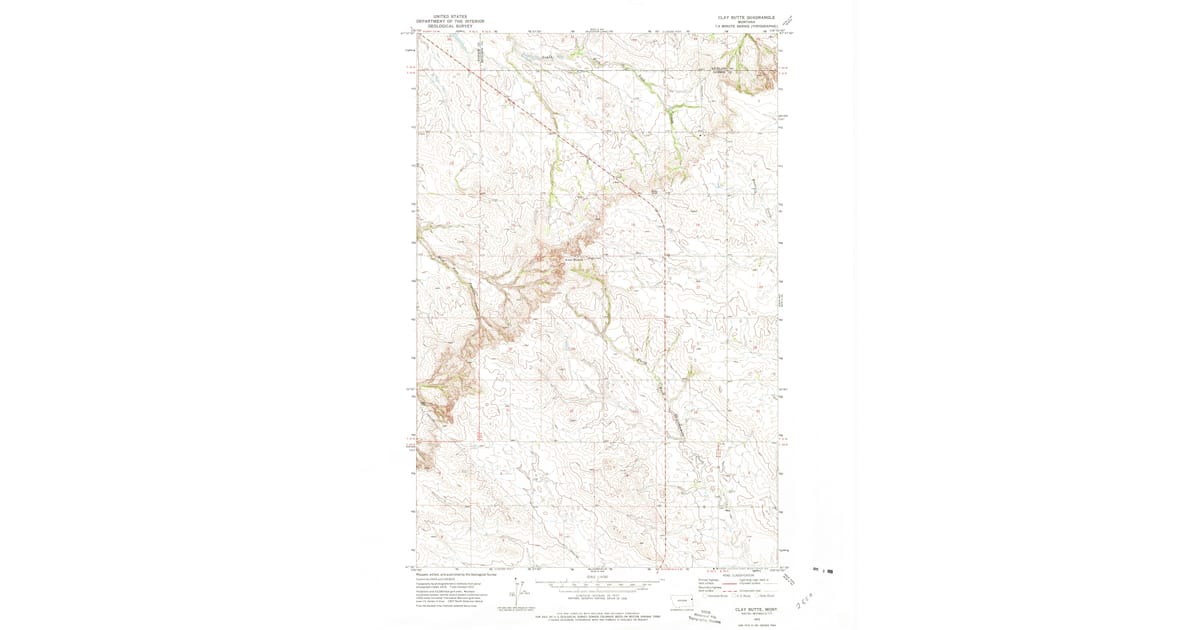 1972 Map of Clay Butte, Dawson County, MT — High-Res | Pastmaps