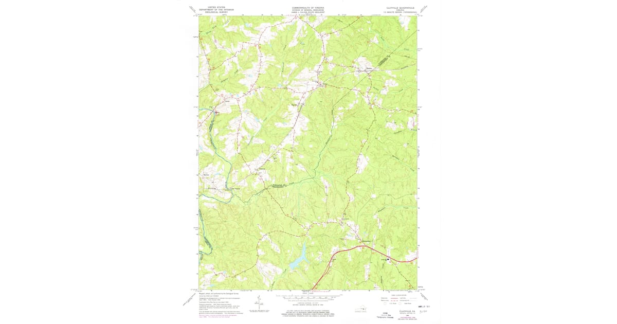1964 Map of Clayville, Chesterfield County, VA — High-Res, 1977 Print ...