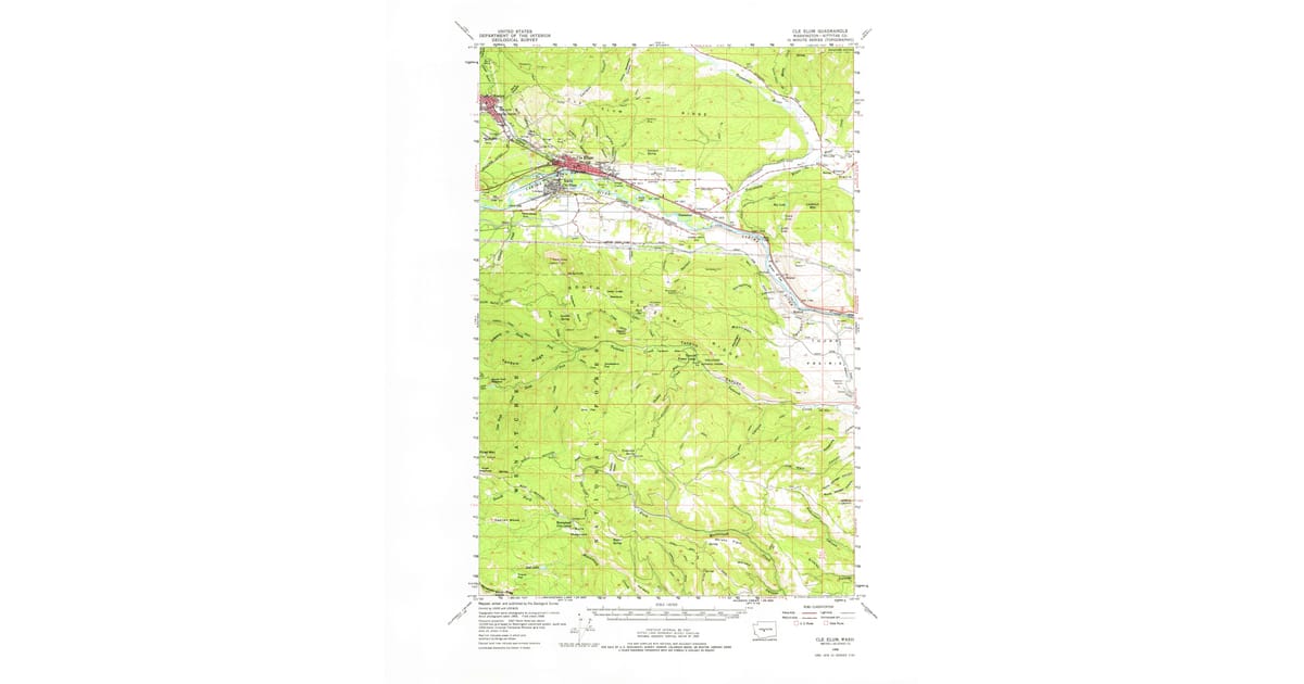 1958 Map of Cle Elum, WA — High-Res, 1976 Print | Pastmaps