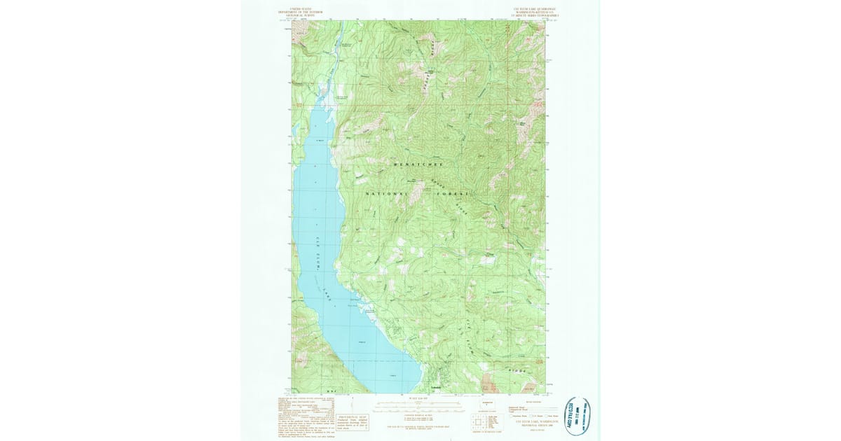 1989 Map of Cle Elum Lake, Kittitas County, WA — High-Res, 1989 Print ...