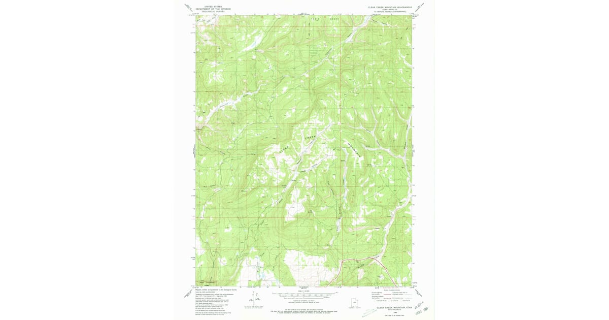 1980 Map of Clear Creek Mountain, Kane County, UT — High-Res | Pastmaps