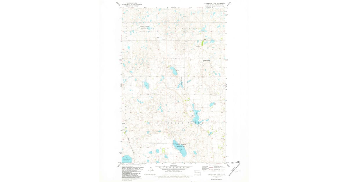 1981 Map of Clearwater Lake, Mountrail County, ND — High-Res | Pastmaps