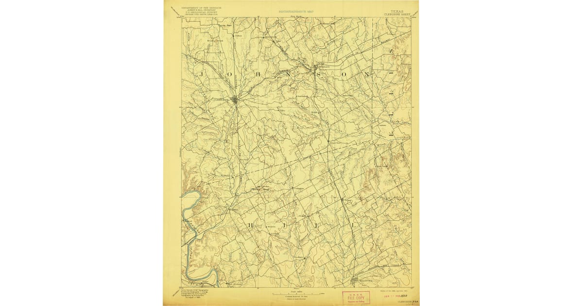 1894 Map of Cleburne, TX — High-Res, 1921 Print | Pastmaps