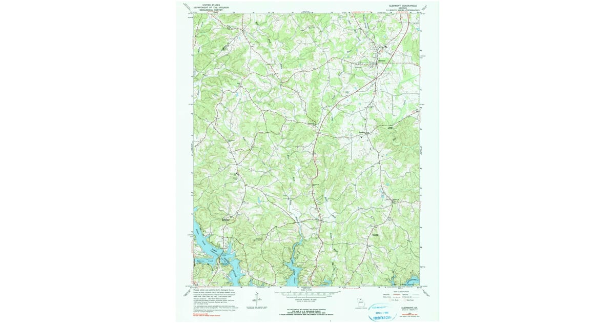 1964 Map of Clermont, GA — High-Res, 1990 Print | Pastmaps