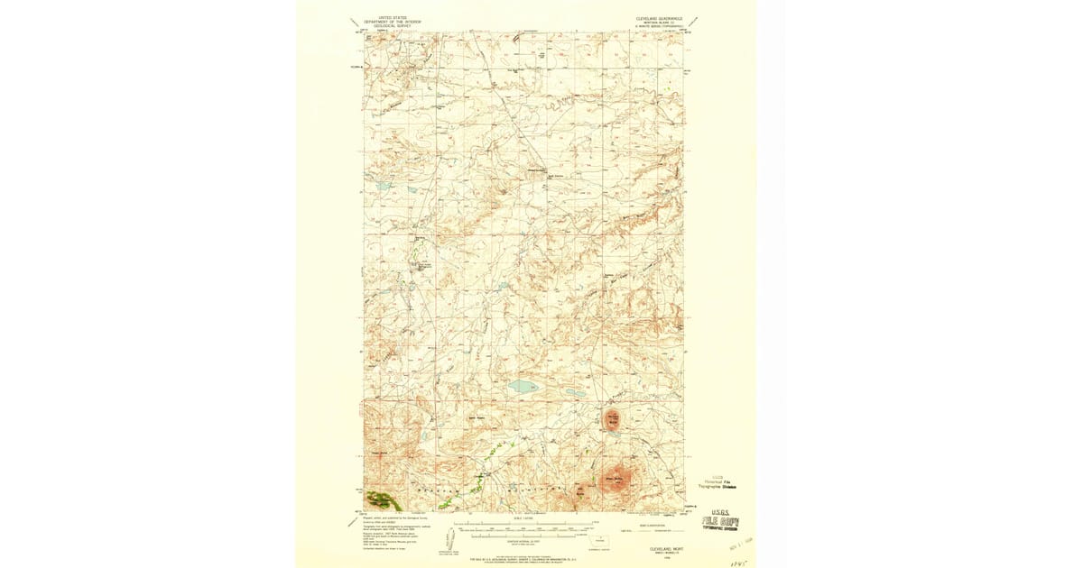 1956 Map of Cleveland, Blaine County, MT — High-Res, 1958 Print #2 ...