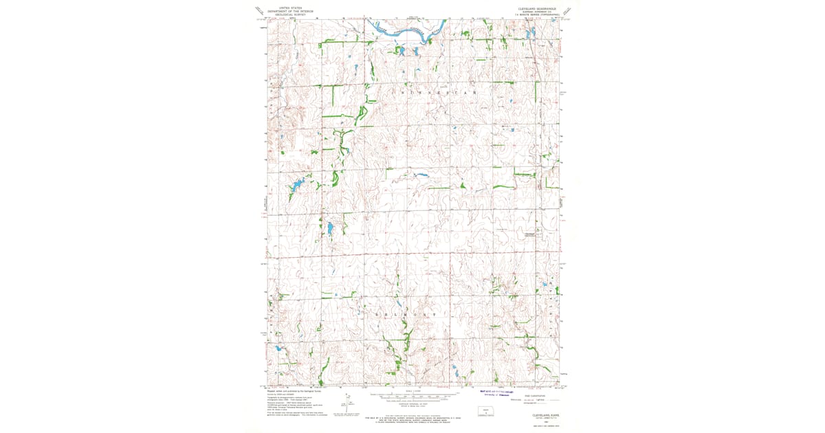 1967 Map of Cleveland, Kingman County, KS — High-Res | Pastmaps