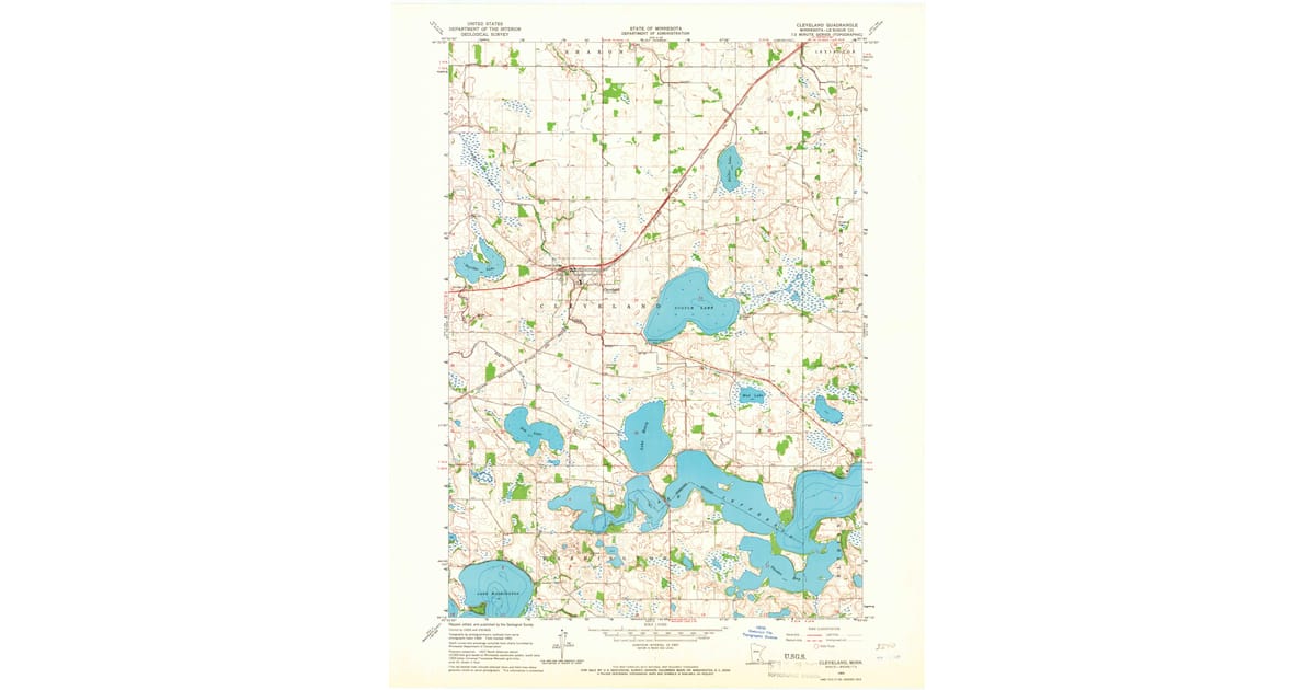 1965 Map of Cleveland, MN — High-Res | Pastmaps