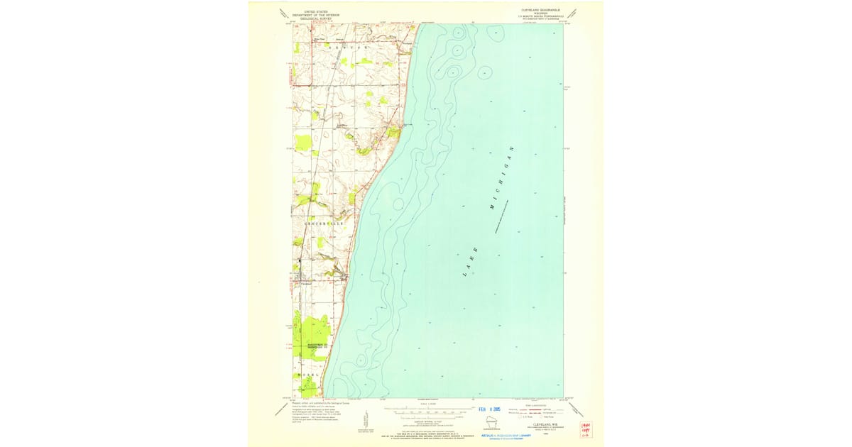 1954 Map of Cleveland, WI — High-Res | Pastmaps