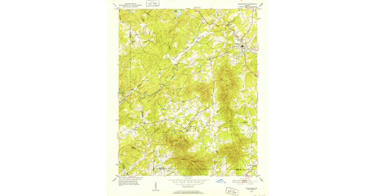 1951 Map of Cleveland, GA — High-Res | Pastmaps