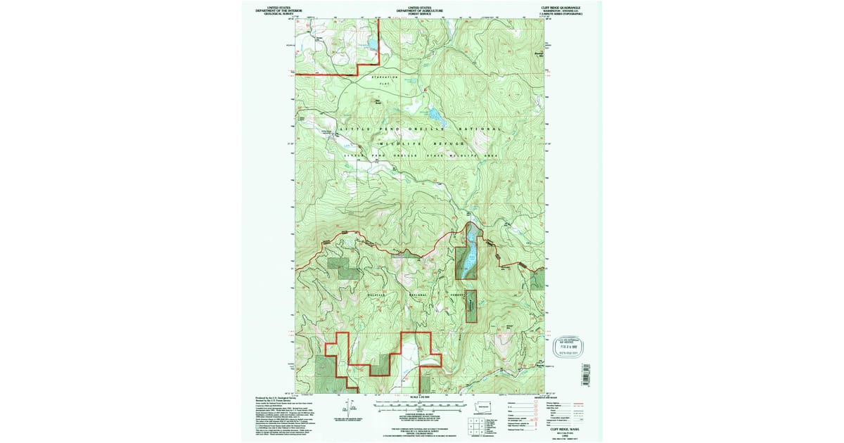 1992 Map of Cliff Ridge, Stevens County, WA — High-Res | Pastmaps
