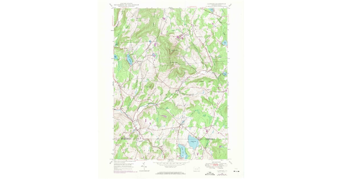 1946 Map of Clifford, Susquehanna County, PA — High-Res | Pastmaps