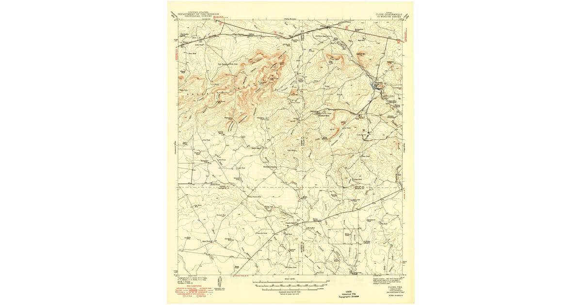 1949 Map of Cline, Kinney County, TX — High-Res, 1949 Print #2 | Pastmaps