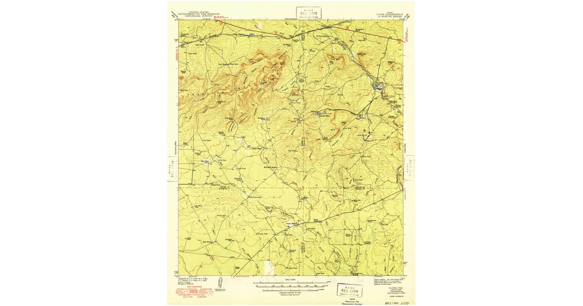 1949 Map of Cline, Kinney County, TX — High-Res | Pastmaps