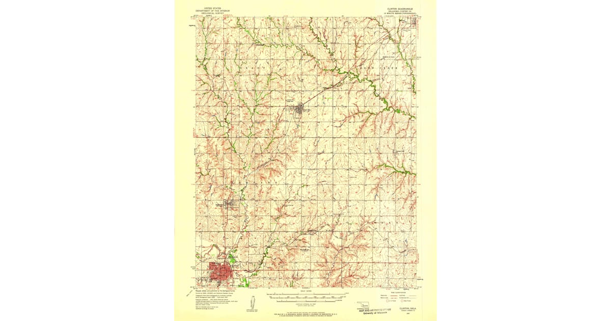 1957 Map of Clinton, OK — High-Res | Pastmaps
