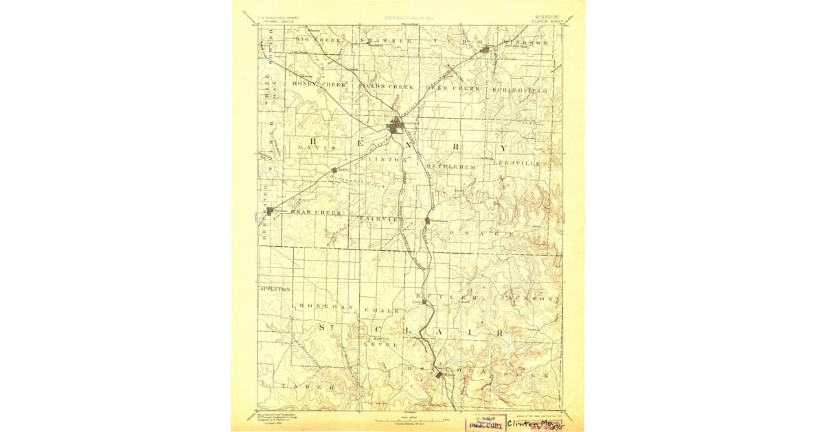 1894 Map of Clinton, MO — High-Res, 1905 Print | Pastmaps