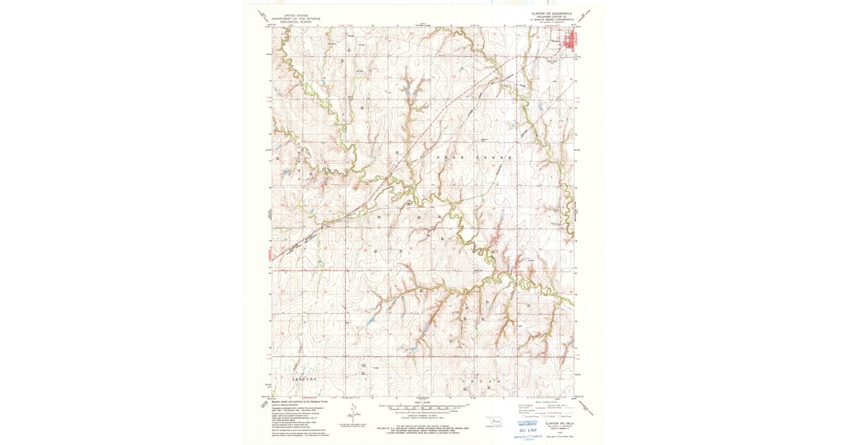 1983 Map of Clinton NE, Custer County, OK — High-Res | Pastmaps