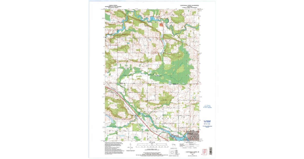 1993 Map of Clintonville North, Shawano County, WI — High-Res | Pastmaps