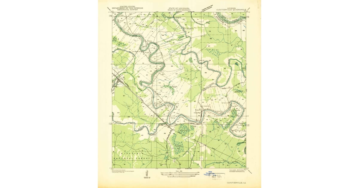 1937 Map of Cloutierville, Natchitoches Parish, LA — High-Res | Pastmaps