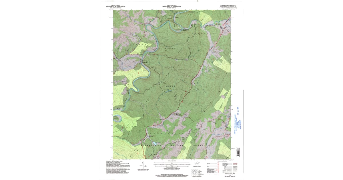 1995 Map of Clover Lick, Pocahontas County, WV — High-Res | Pastmaps