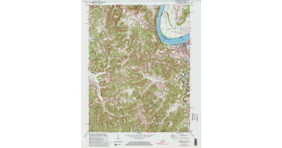1970 Map of Cloverport, KY — High-Res, 1983 Print | Pastmaps