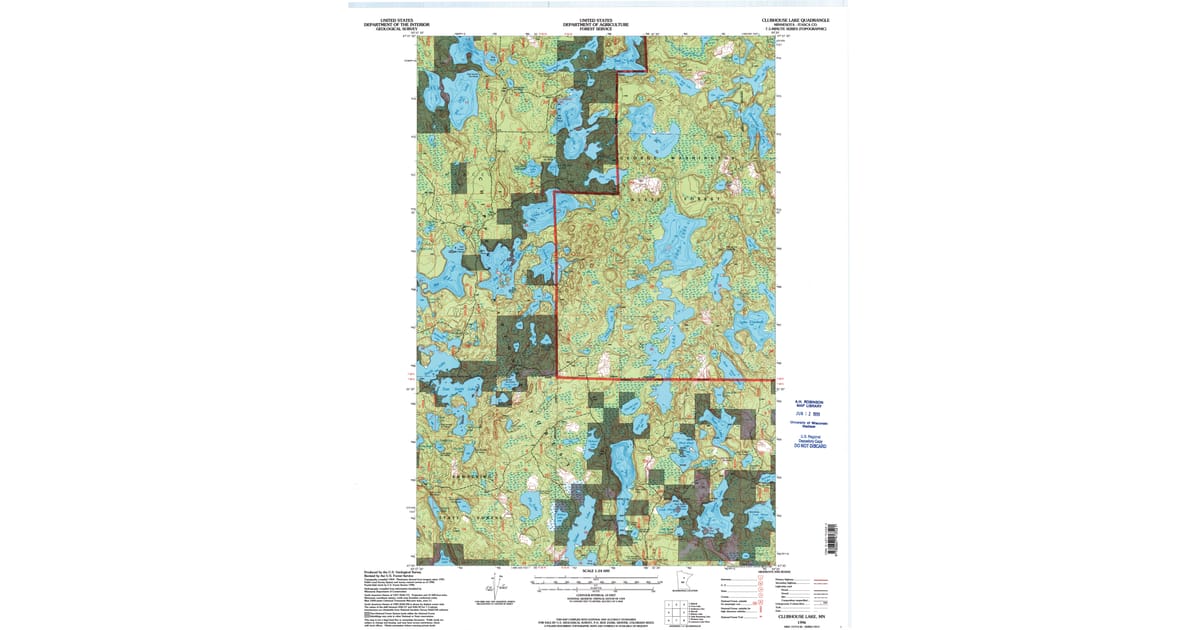 1996 Map of Clubhouse Lake, Itasca County, MN — High-Res | Pastmaps