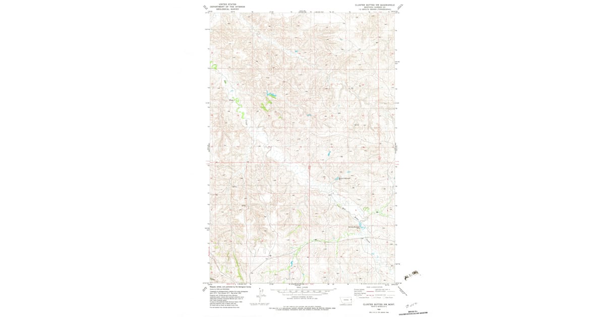 1982 Map of Cluster Buttes NW, Dawson County, MT — High-Res | Pastmaps