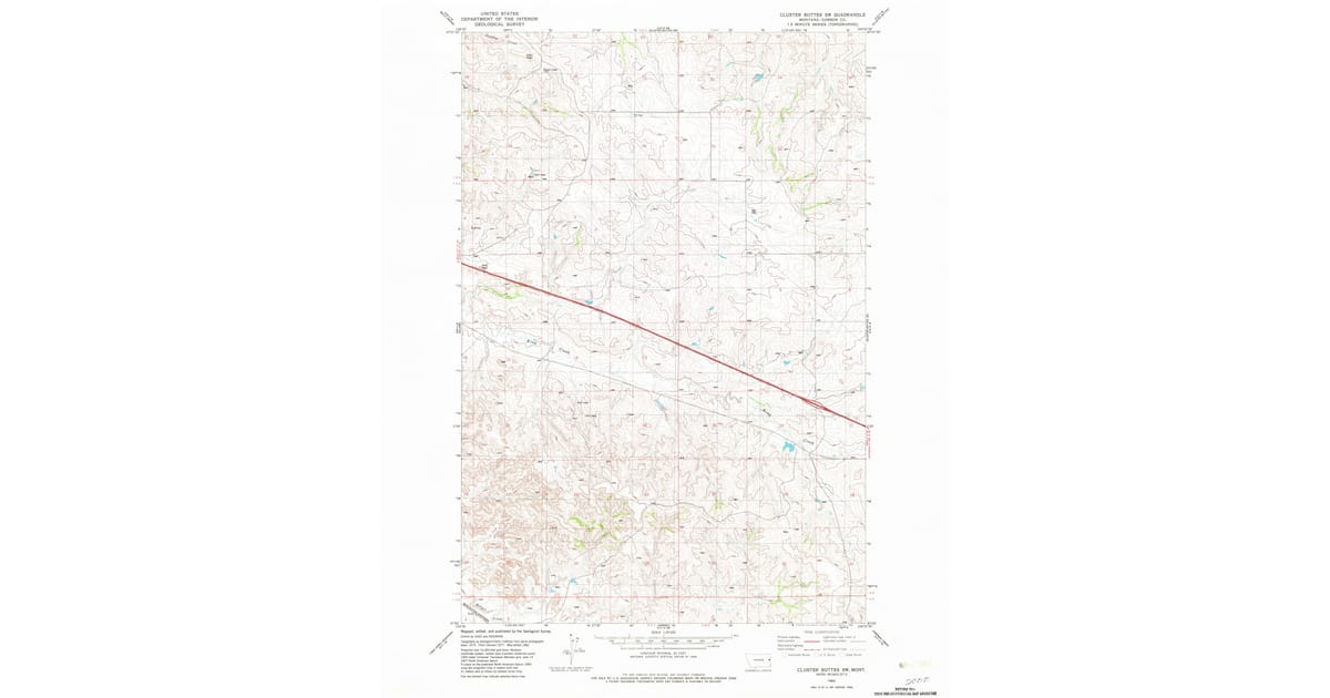 1982 Map of Cluster Buttes SW, Dawson County, MT — High-Res | Pastmaps