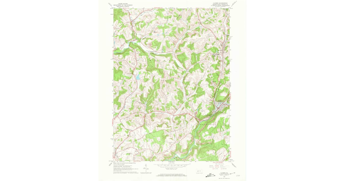 1963 Map of Clymer, PA — High-Res, 1972 Print | Pastmaps