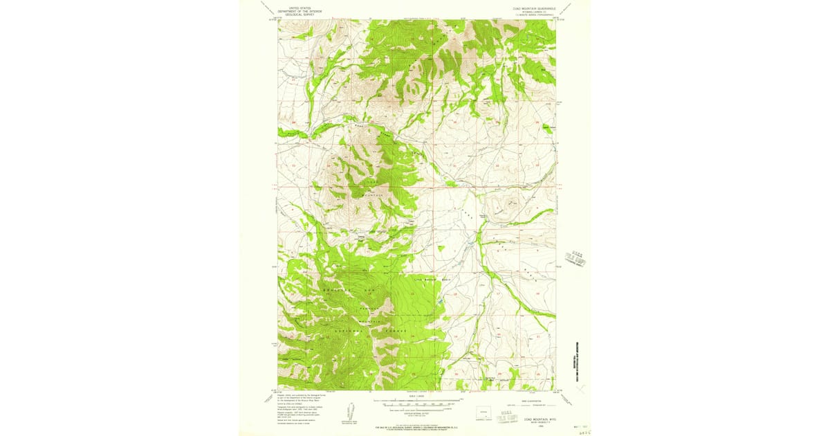 1955 Map of Coad Mountain, Carbon County, WY — High-Res | Pastmaps